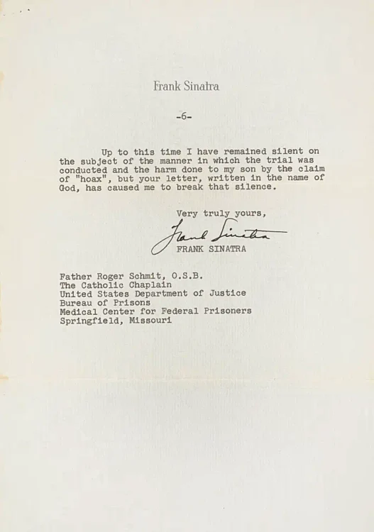 Frank Sinatra's rare letter, about the abduction of his son, was ...