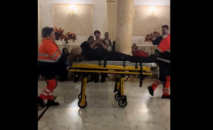 Viral footage of a bride and groom who left the party on a stretcher ...